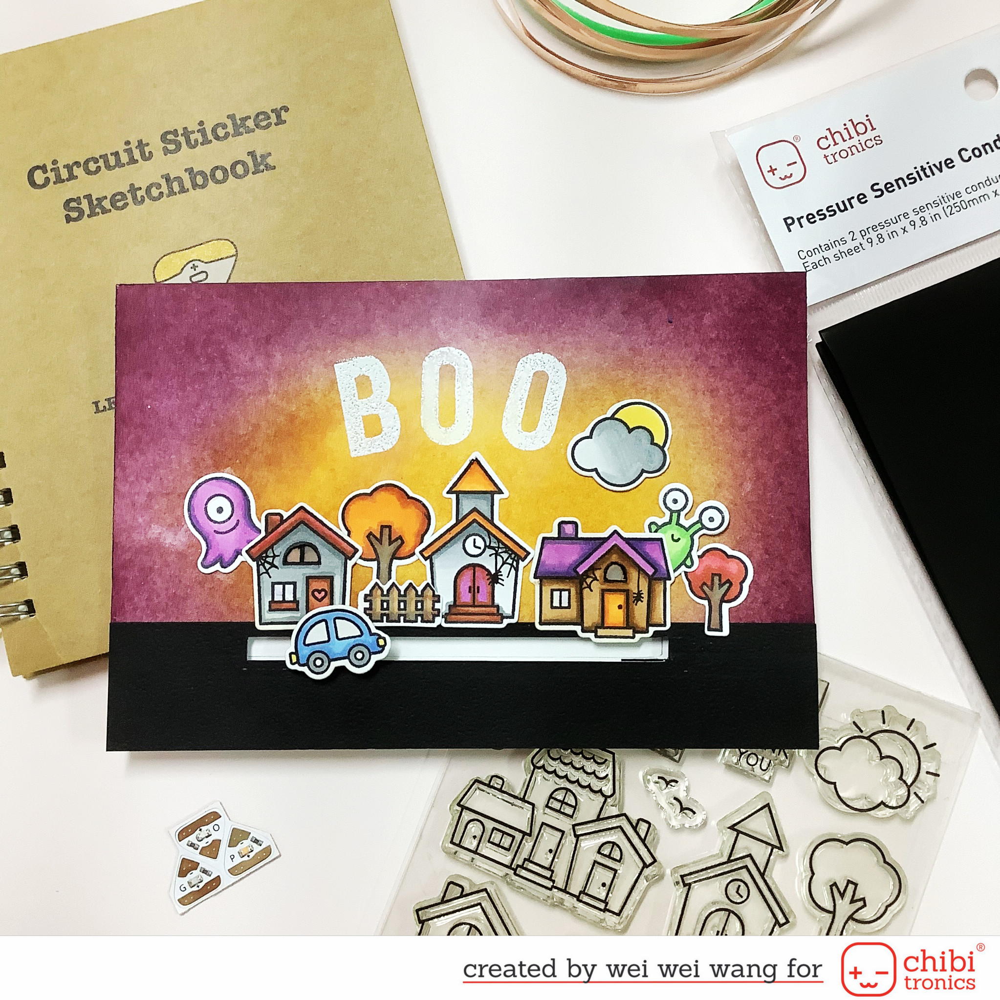 Halloween Light Up Card Using Pressure Sensor Conductive Plastic ...