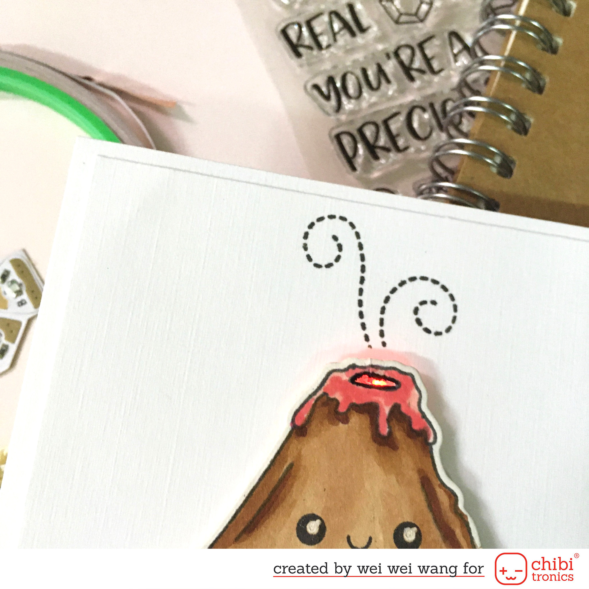 Light up volcano card | Chibitronics