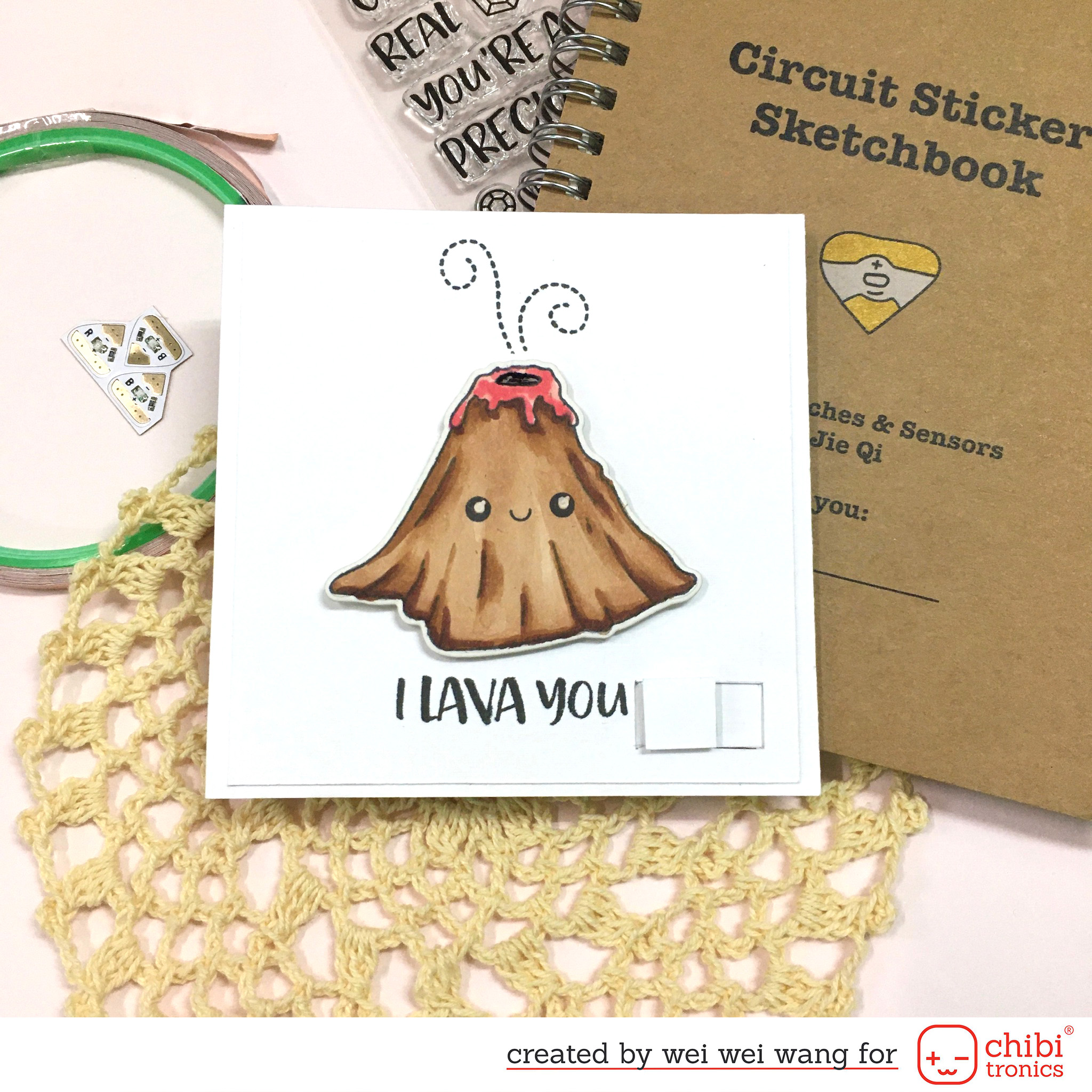 Light up volcano card | Chibitronics