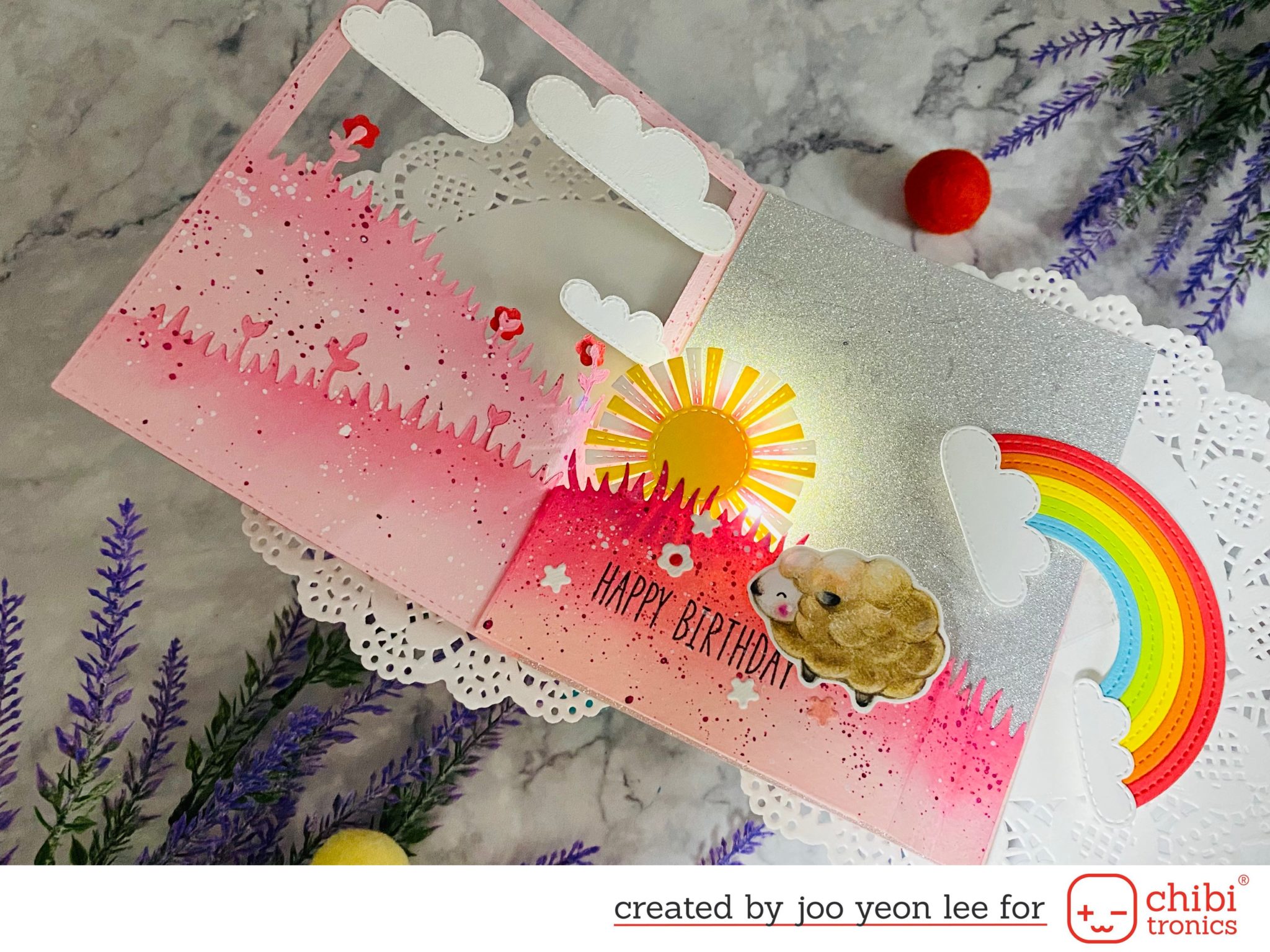 Spring Fields Swish Pop-up Card | Chibitronics