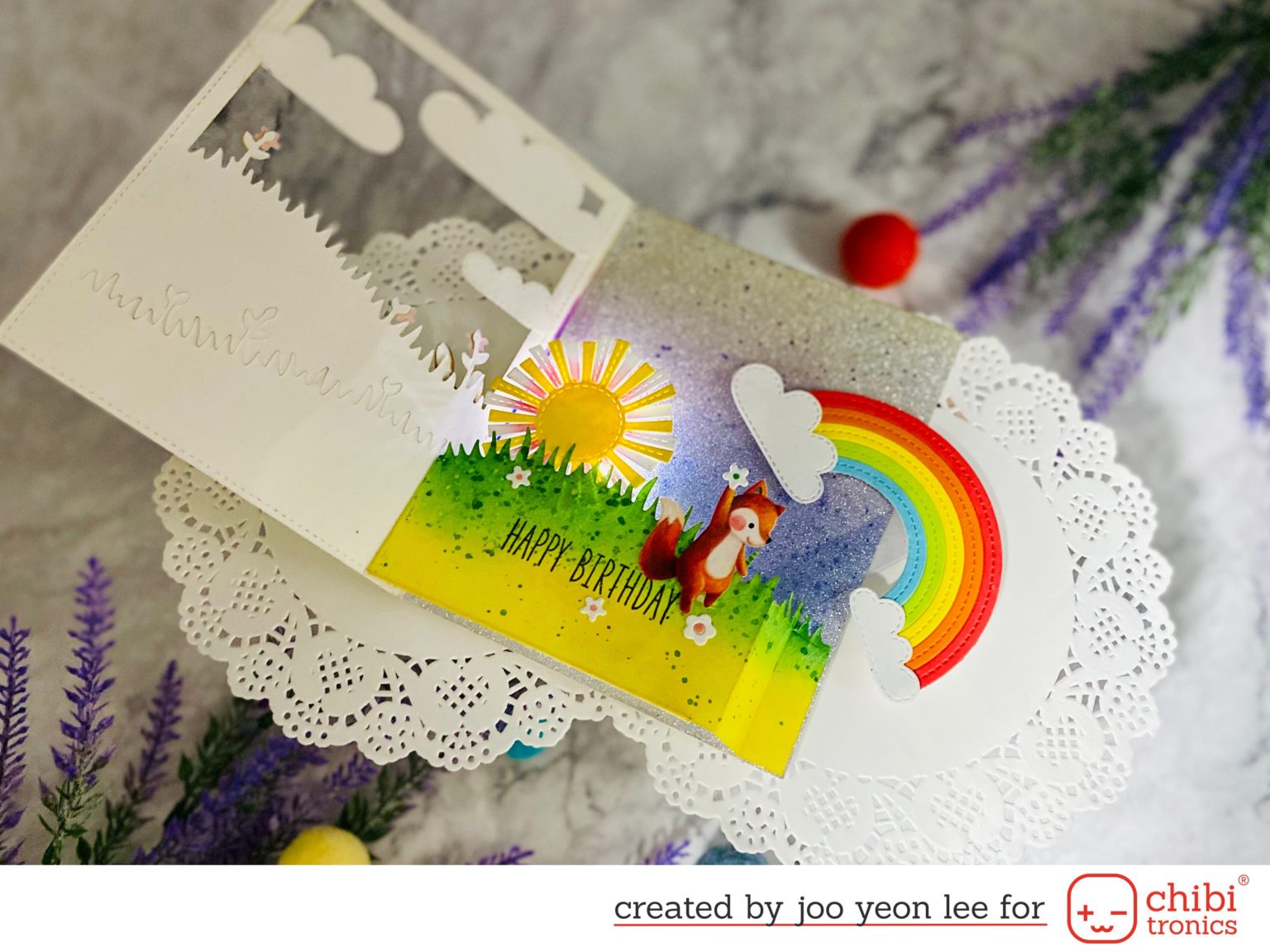 Spring Fields Swish Pop-up Card | Chibitronics