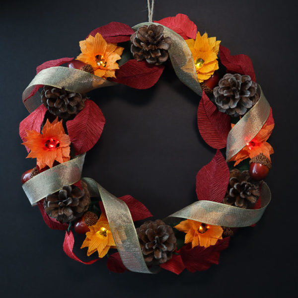 Fall Wreath with Light Up Flowers | Chibitronics