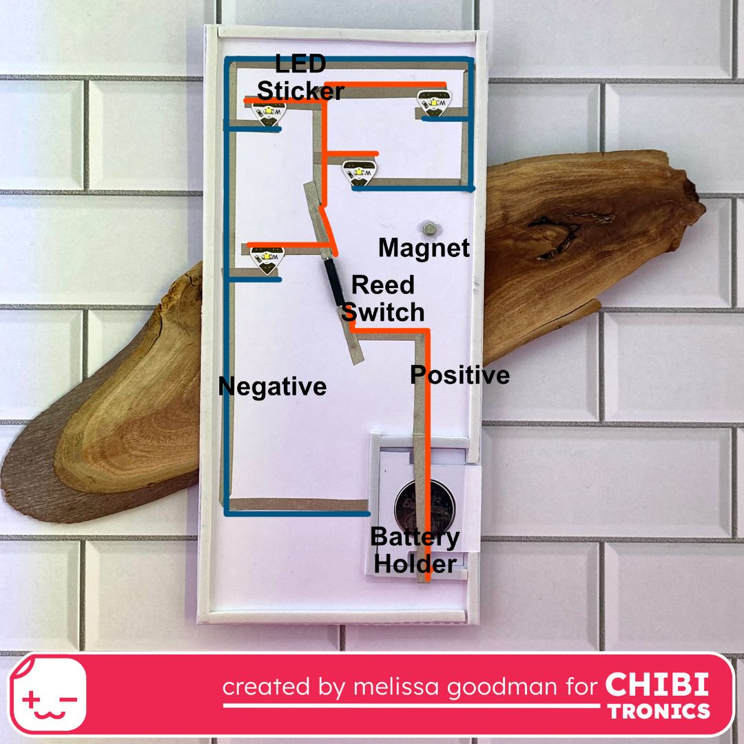 Light up stars using Chibitronics LED Stickers and a Reed Switch | Chibitronics