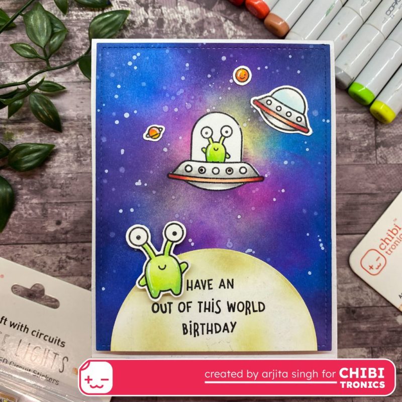 Light-up interactive Space theme Card