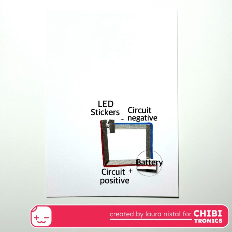 Tarjeta de superhéroe con pegatinas LED arcoíris de Chibitronics ...