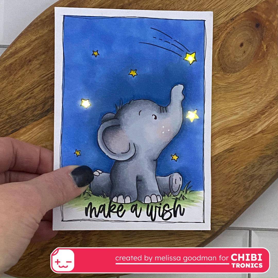 Light up card with Animated LED Stickers and LOTV Stamps. | Chibitronics