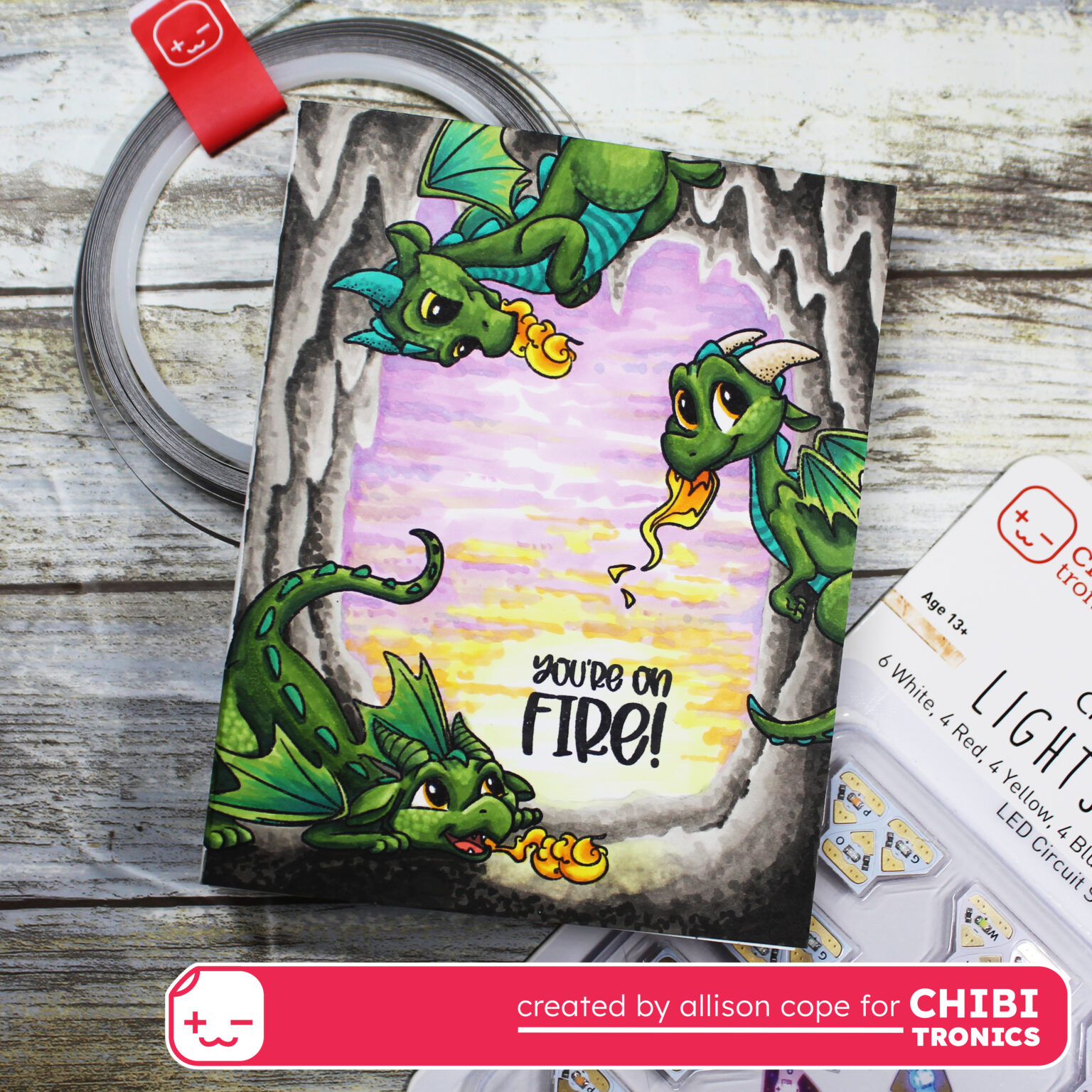 Fire Breathing Dragons Featuring LED Light Stickers | Chibitronics