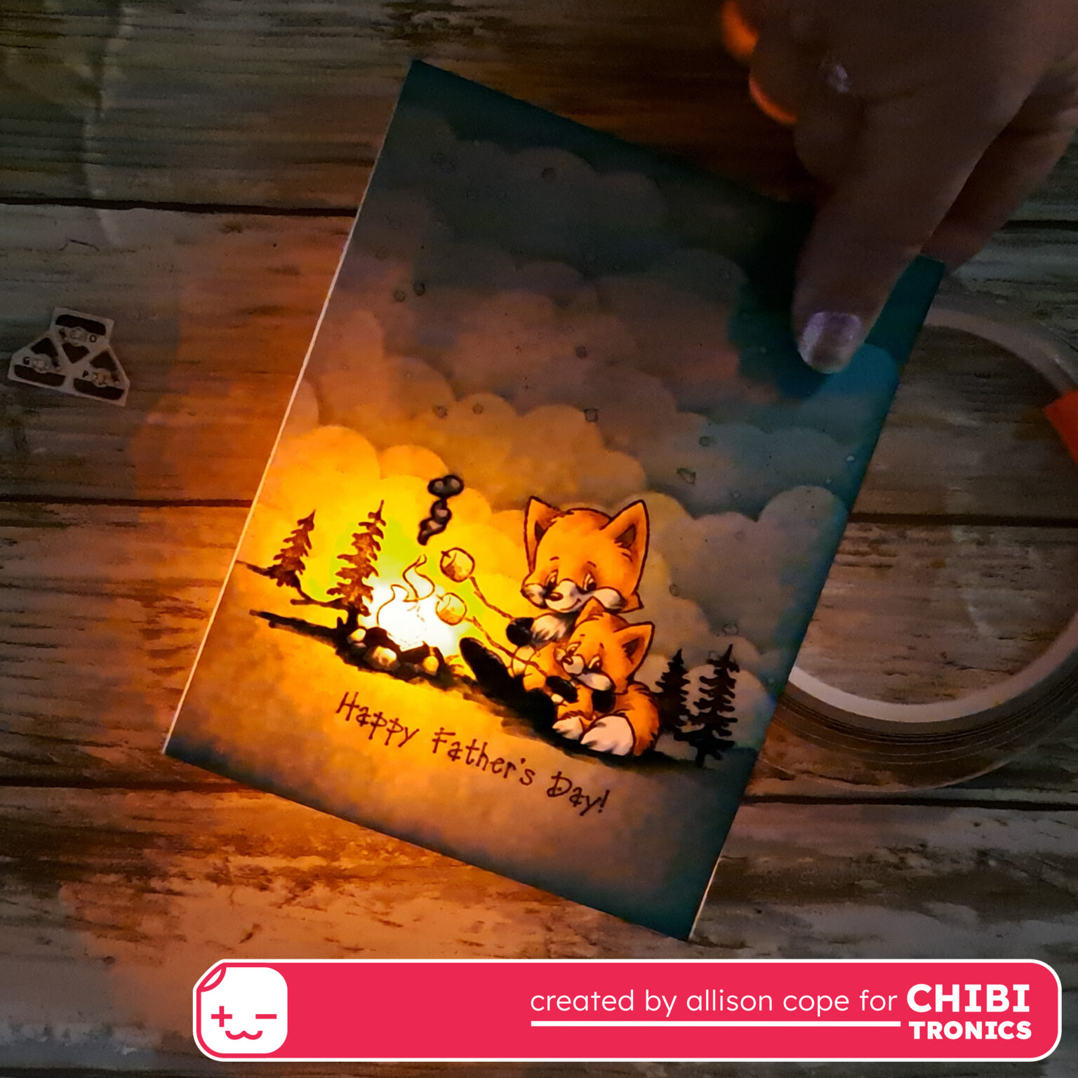 Flickering Campfire Featuring the Craft Effects Stickers | Chibitronics