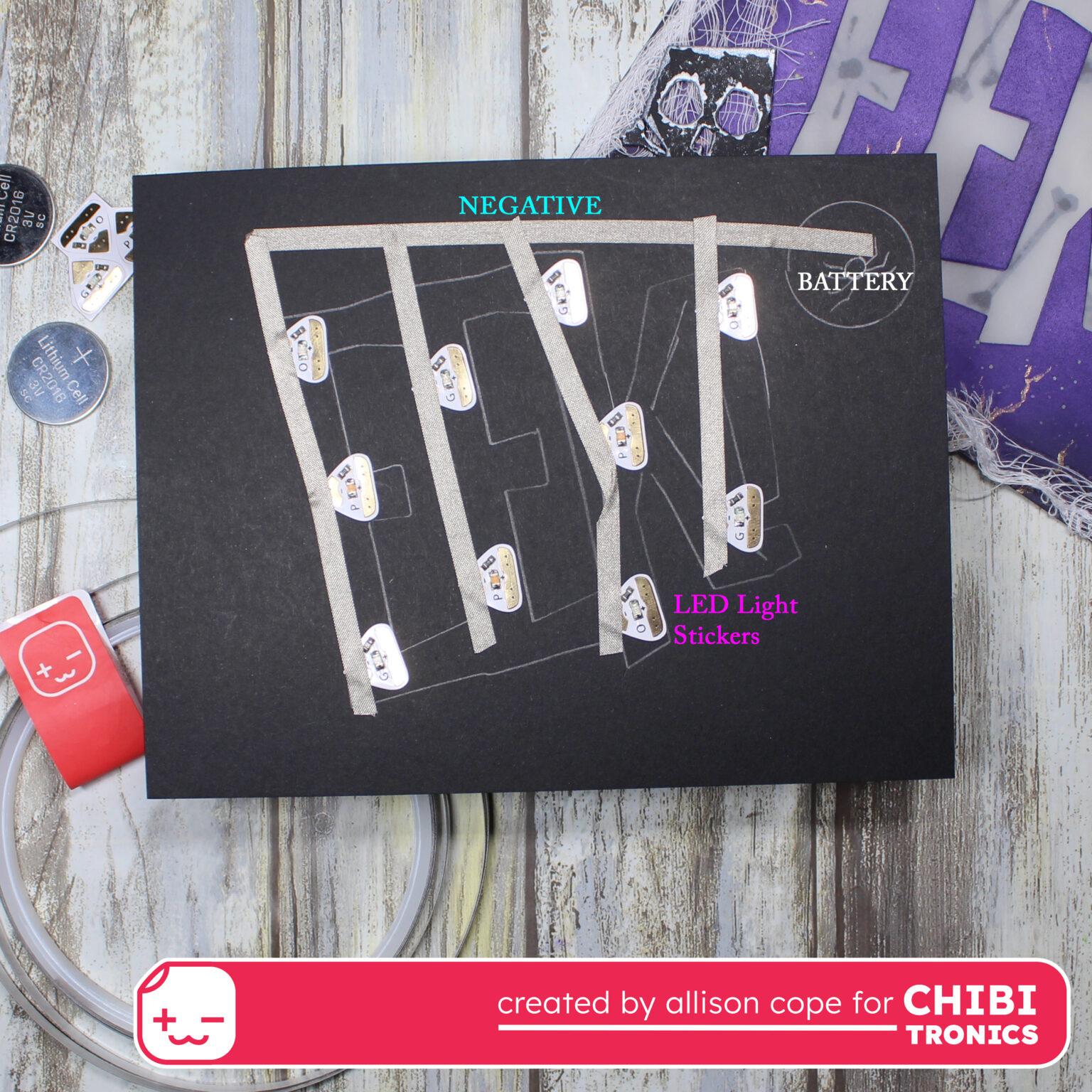 Silhouetted Spooky Halloween Card Featuring Chibitronics’ Eerie LED Lights | Chibitronics