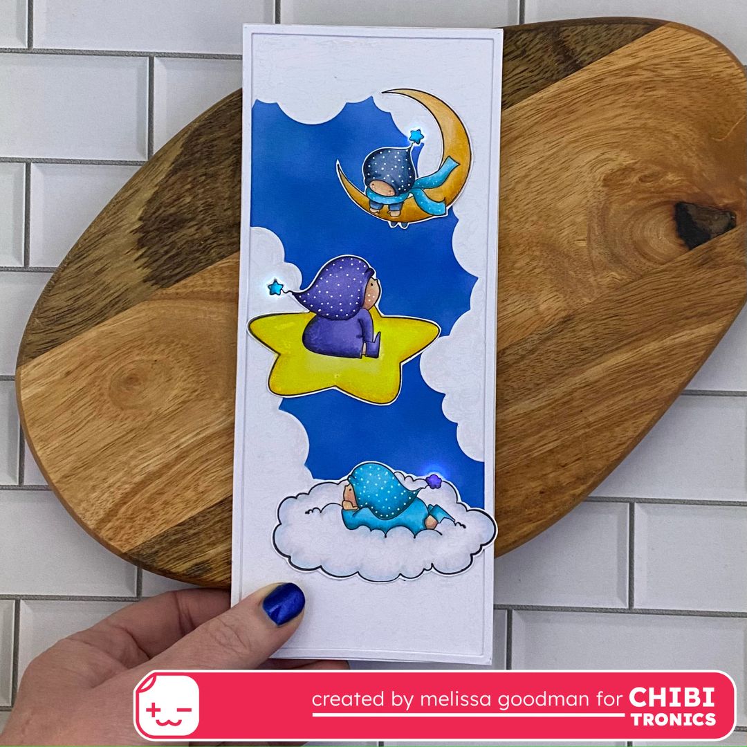 Light up card with white LED Stickers and Stamping Bella Stamps ...