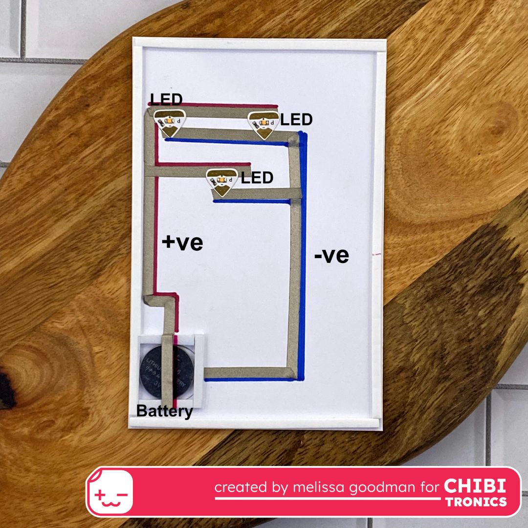 Light up card with white LED Stickers and Tracey Hey Stamps | Chibitronics