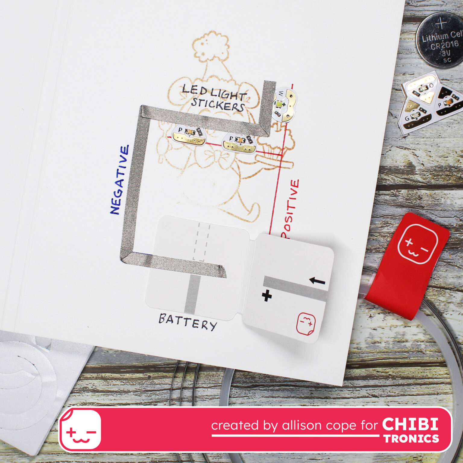 Birthday Panda Featuring our Animating White Fade Stickers | Chibitronics