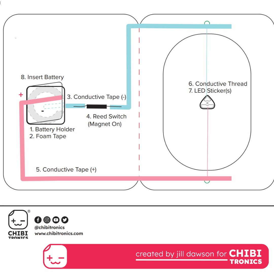 Snowflake Spinner Card featuring White Blink Animating LEDs | Chibitronics