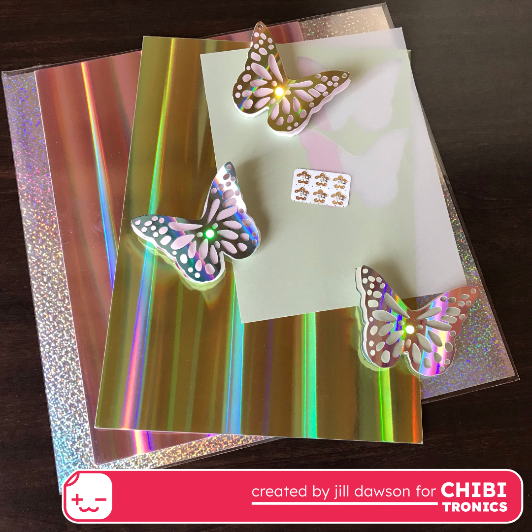 Wearable Butterfly Pin Featuring the NEW Chibitronics Rainbow Fade ...