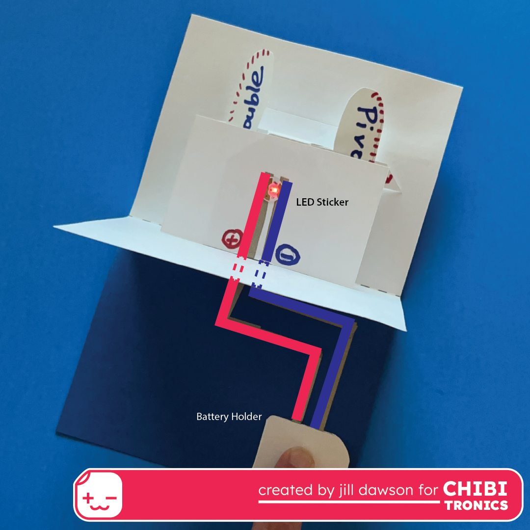 PopUpTober: Light-Up Double-Pivot Pop-Up Mechanism (featuring Chibitronics) | Chibitronics