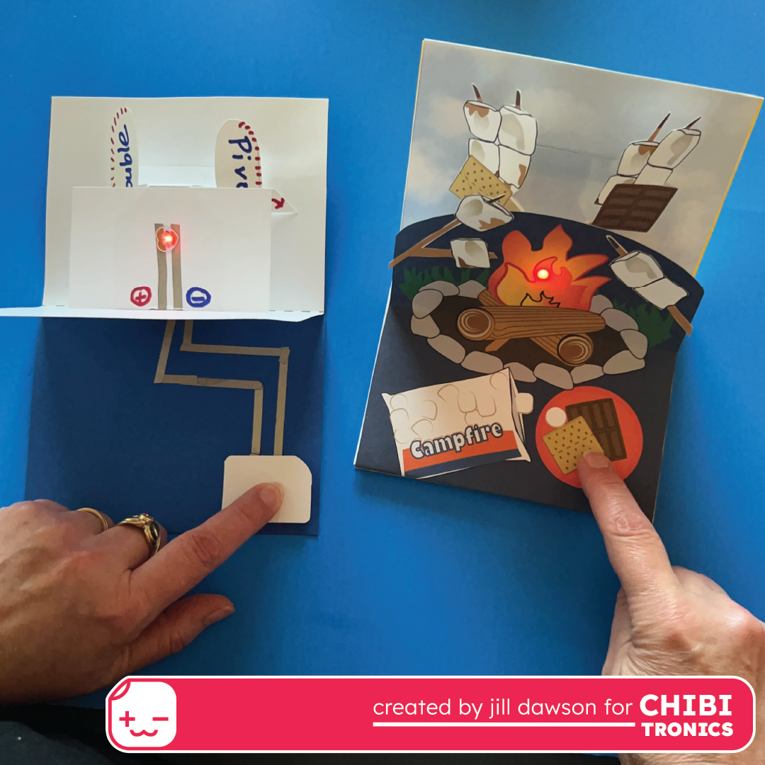PopUpTober: Light-Up Double-Pivot Pop-Up Mechanism (featuring Chibitronics) | Chibitronics