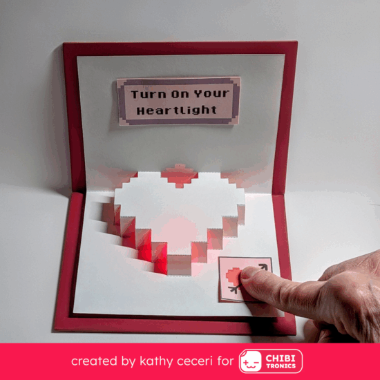 Pixel Beating Heart Card with Chibitronics Red Fade Animating LED ...