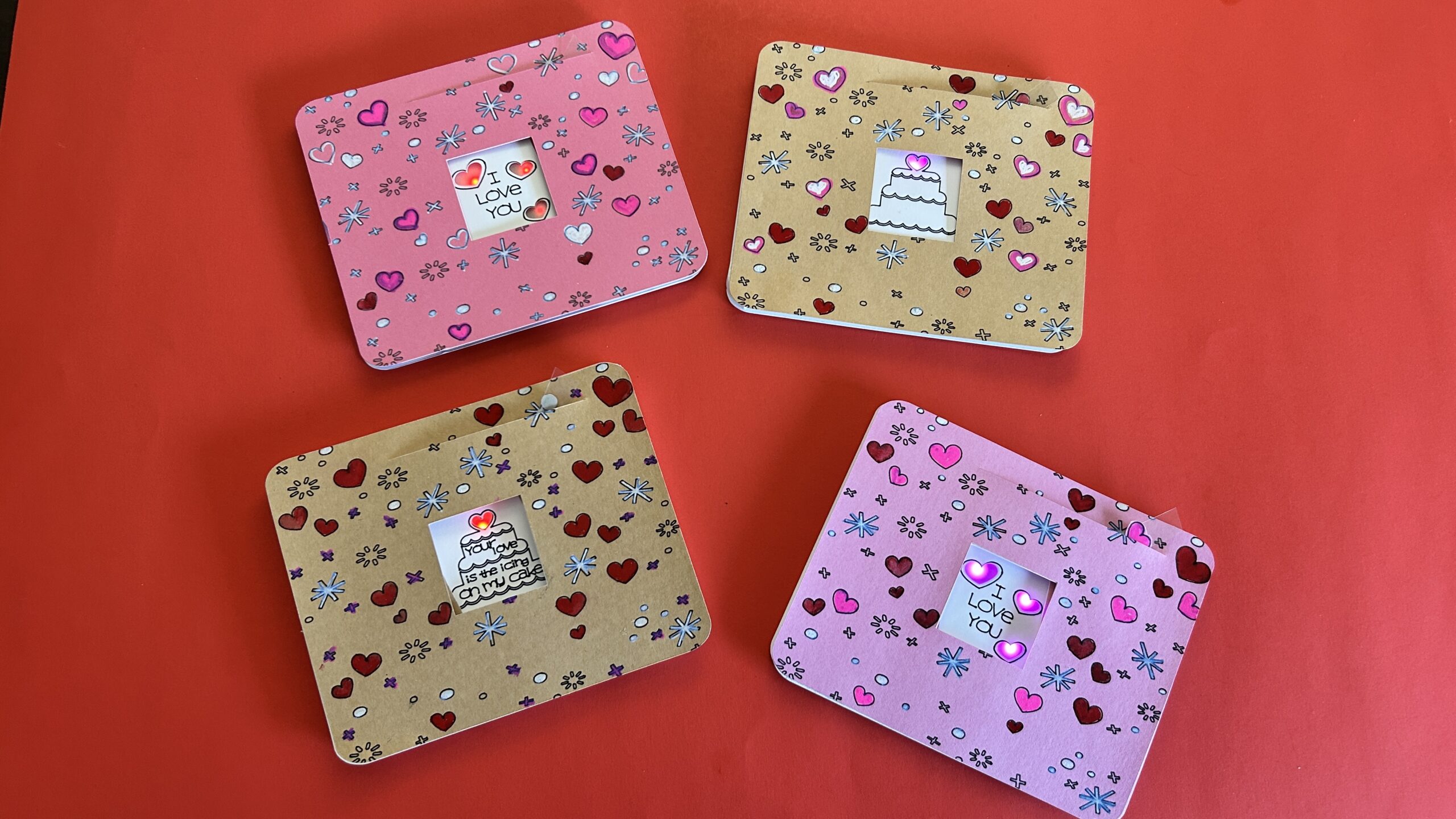 Valentine Themed Diagonal Dissolve Card | Chibitronics