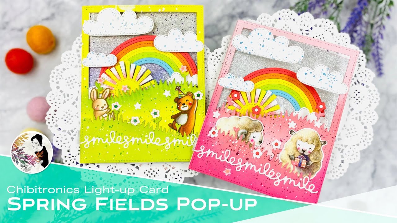 Spring Fields Swish Pop-up Card | Chibitronics